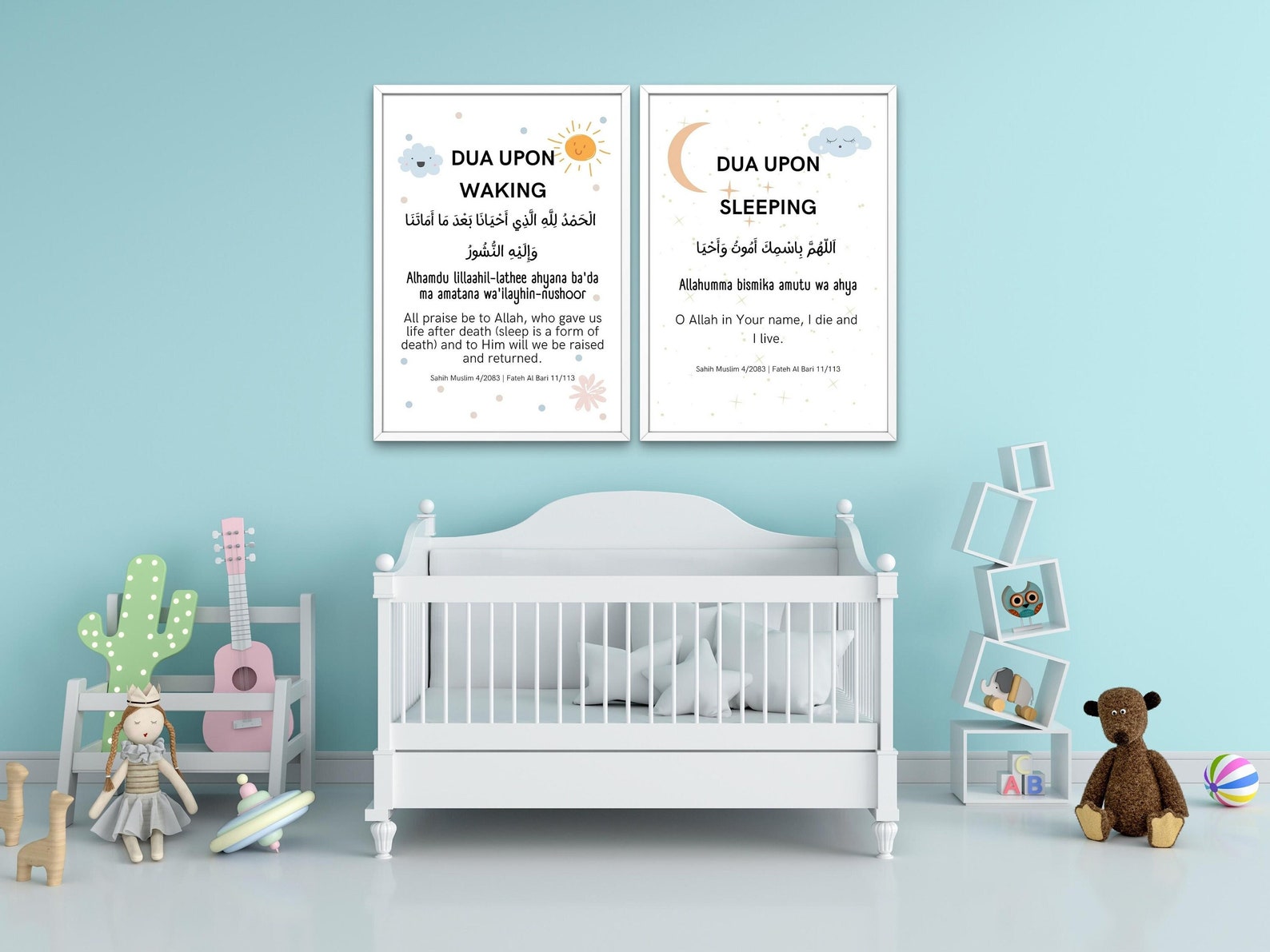 Waking up & Sleeping Dua Printable/ Islamic Nursery Decor/ Muslim Gift ...