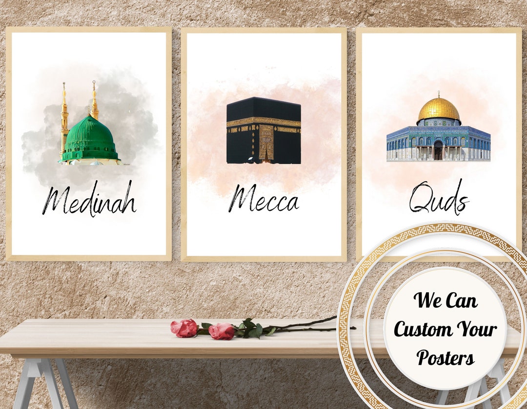 Customize 3 Masjids 3 Mosques Printable Posters - Masjid Aqsa - Kaaba ...