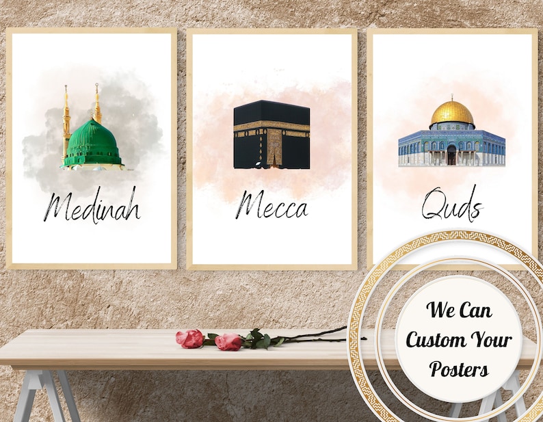Customize 3 Masjids 3 Mosques Printable Posters Masjid Aqsa Kaaba ...