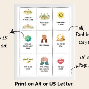 Ramadan 30 Deed Cards Printable / Islamic Flashcards / Printable ...