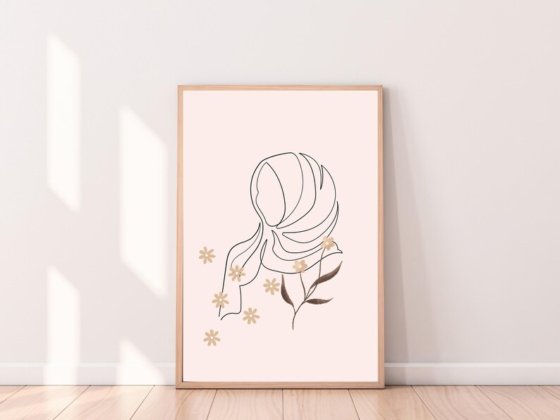 Hijabi Woman Line Art Print, Islamic Wall Decor (digital Download) - Etsy
