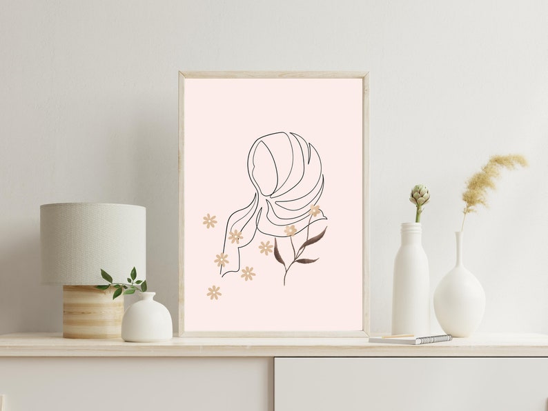 Hijabi Woman Line Art Print, Islamic Wall Decor (digital Download) - Etsy