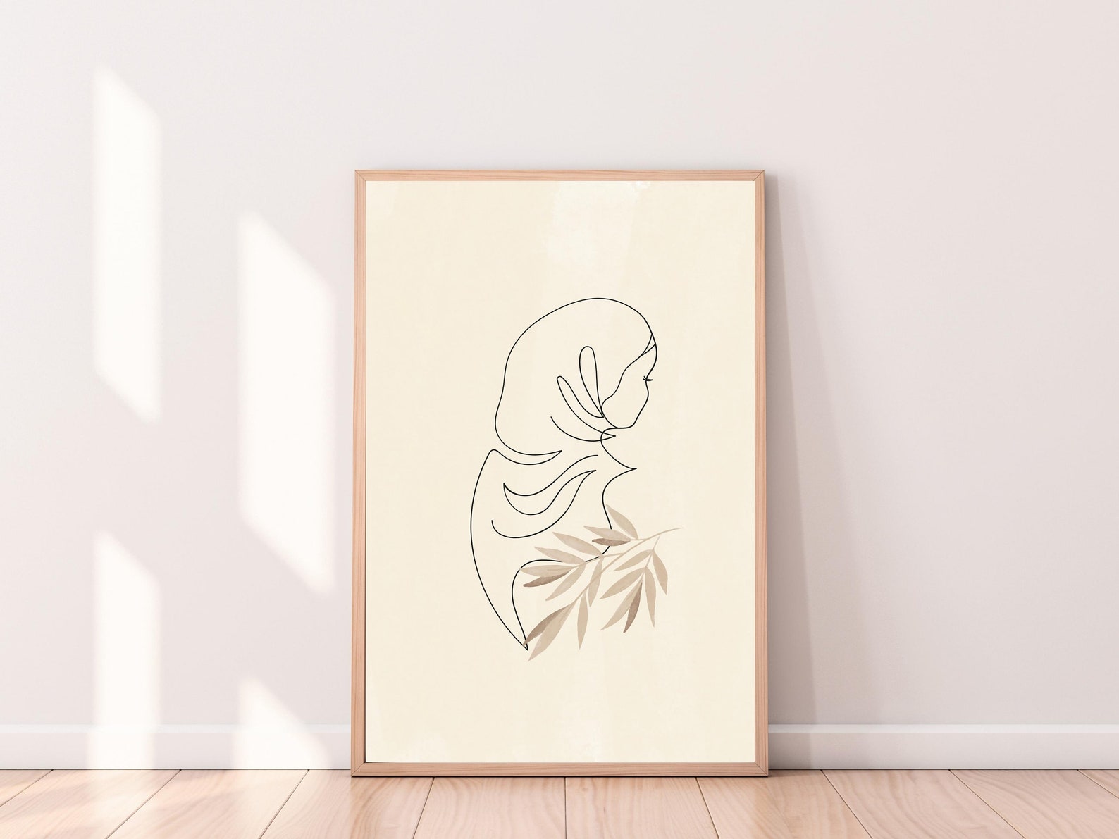 Printable Islamic Line Art Beige / Hijabi Woman Line Art Print / Muslim ...