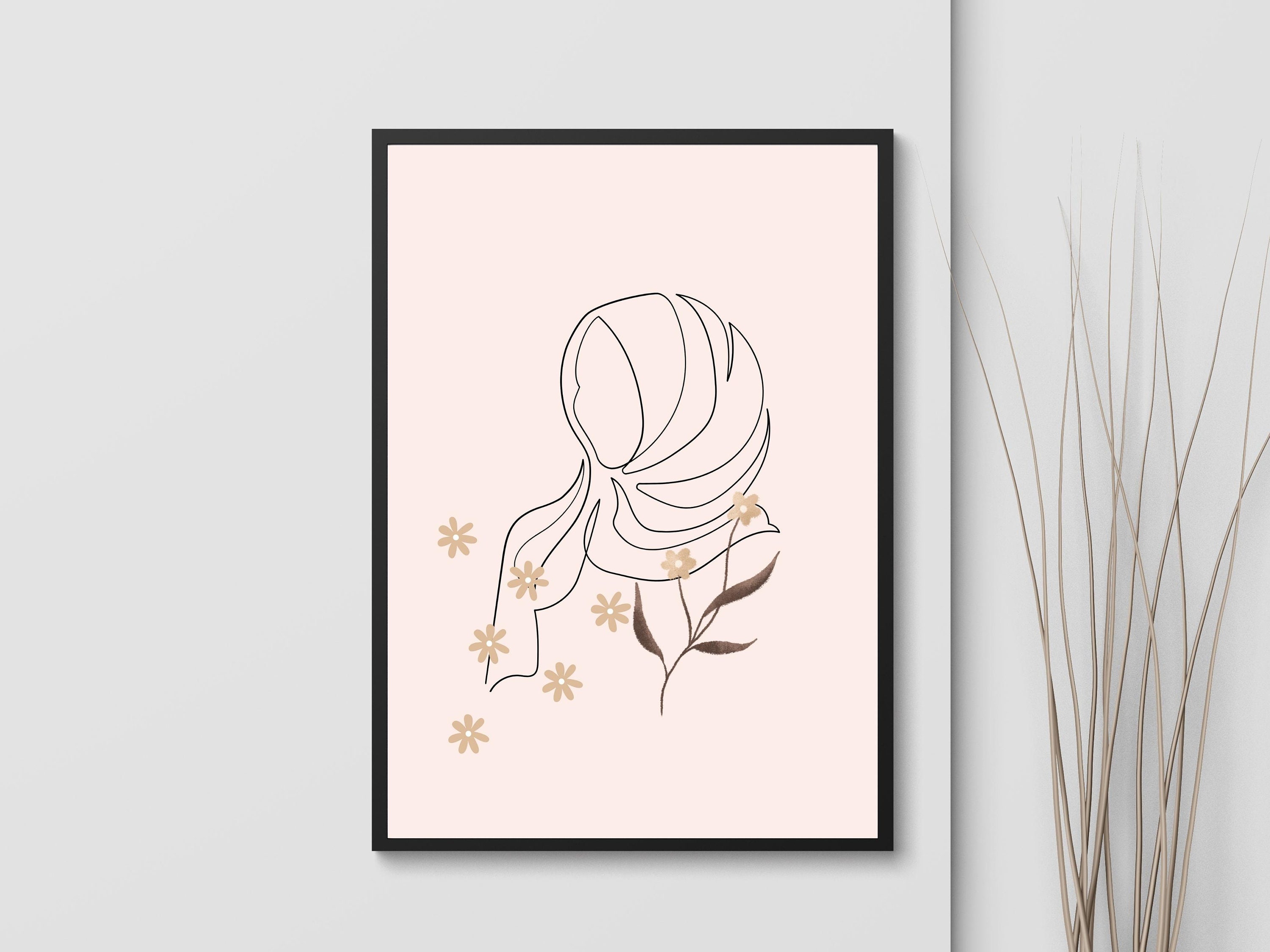 Hijabi Woman Line Art Print, Islamic Wall Decor (digital Download) - Etsy