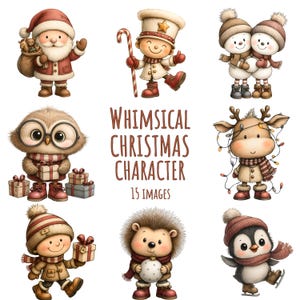 Whimsical Christmas Clipart Bundle – 15 Cute Holiday Character Pngs ...