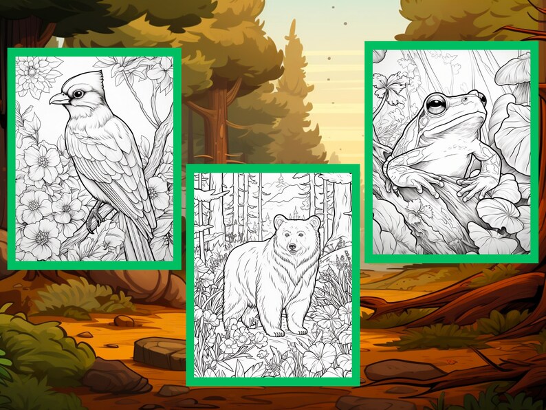 Woodland Animals Coloring Pages: 20 Page Forest Set (PDF Download) - Etsy