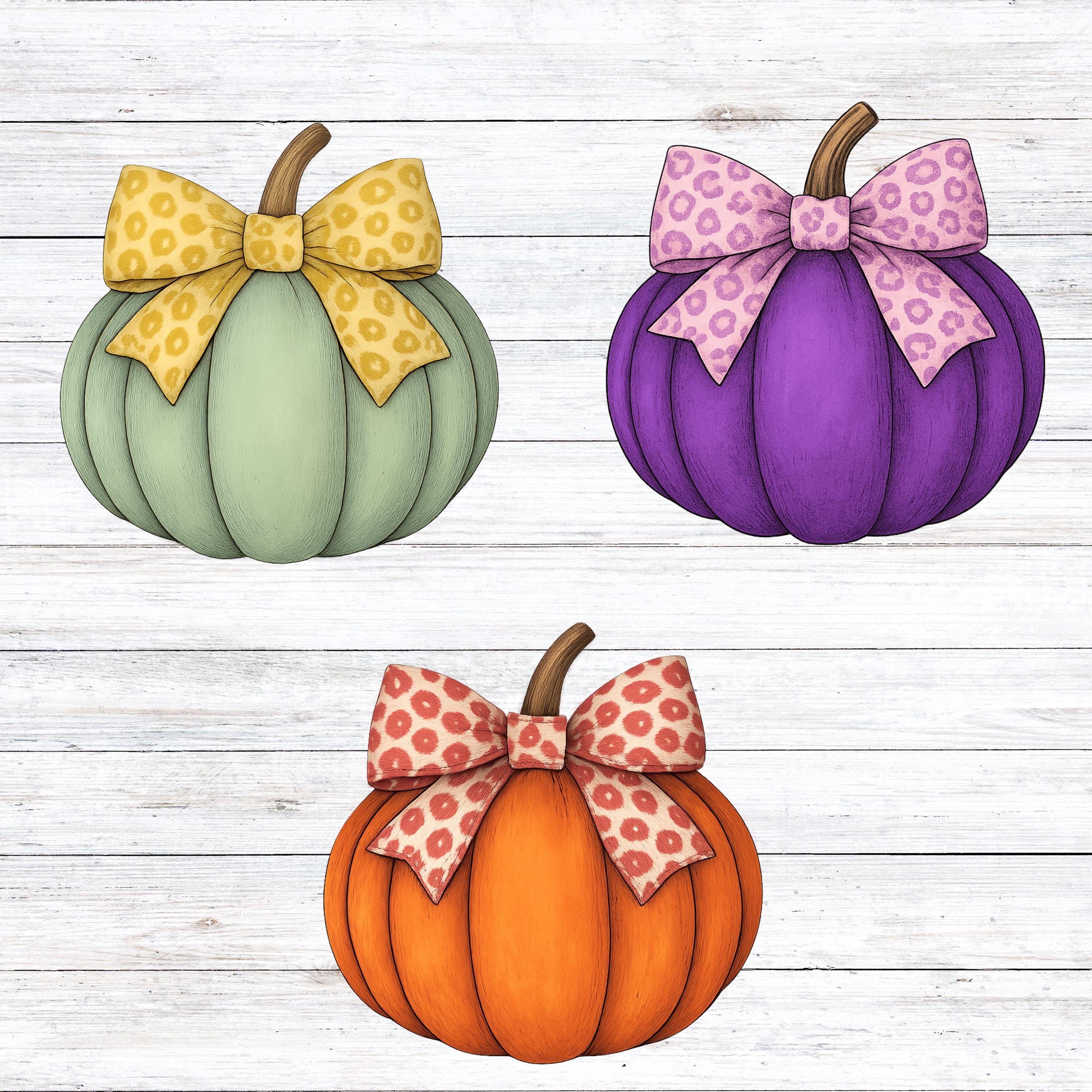 Pumpkin Coquette Clipart Bundle PNG SVG | Watercolor Pumpkin Clipart ...