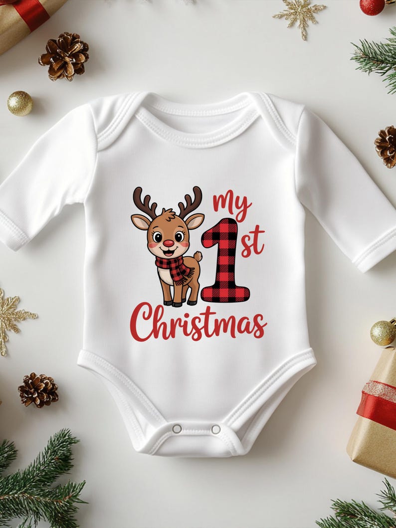 My First Christmas Reindeer SVG PNG | Baby’s 1st Christmas Design ...