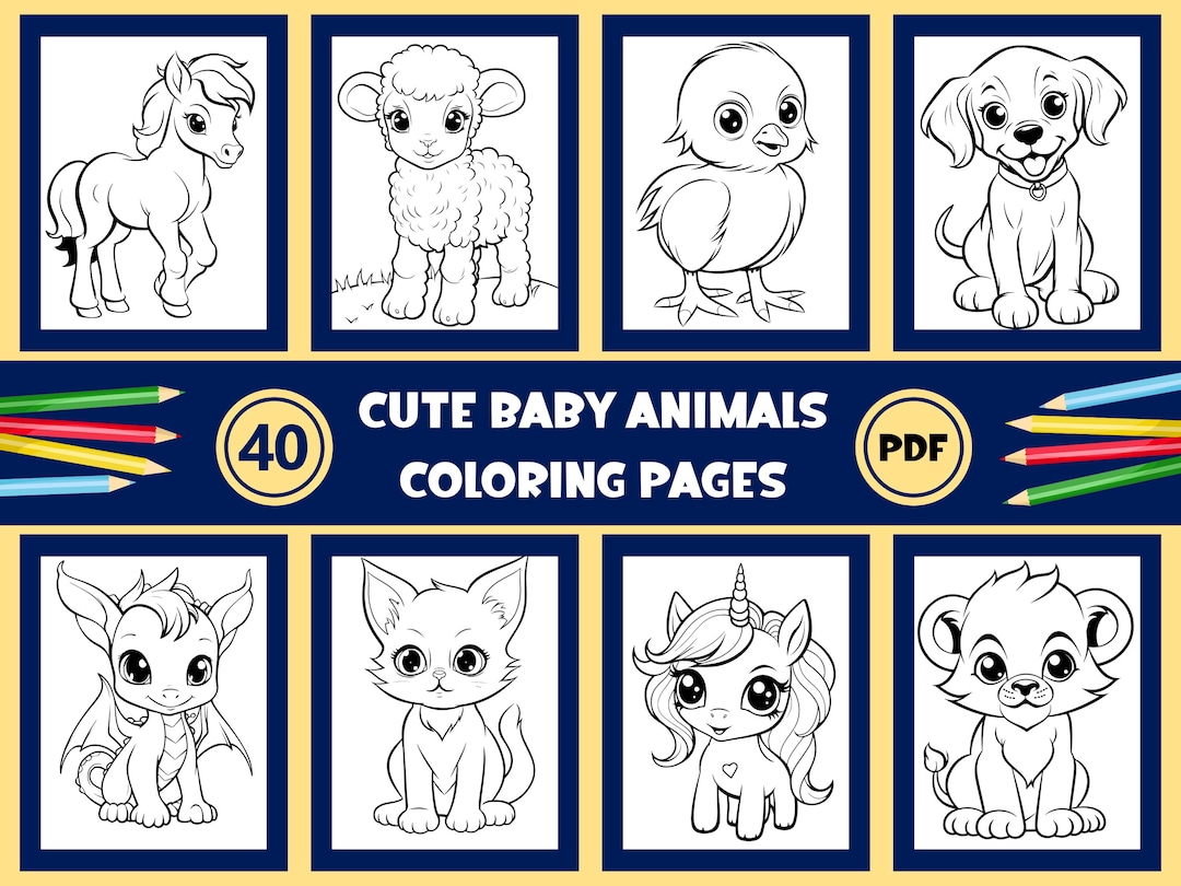 Baby Animal Coloring Page, Cute Baby Animals Coloring Pages, Kids ...