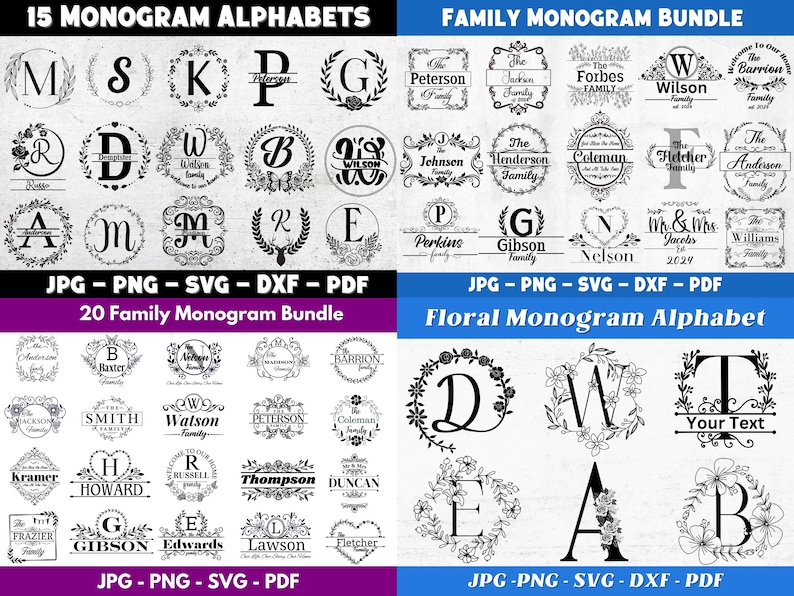 Monogram SVG Bundle: 125 Unique Designs, Fonts (digital Download) - Etsy