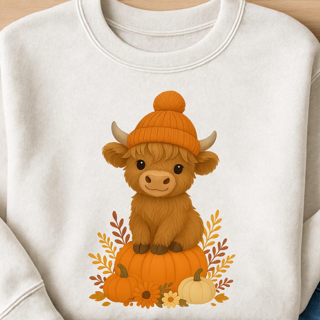 Fall Highland Cow Design PNG SVG | Cute Fall Png | Cow Fall Svg ...