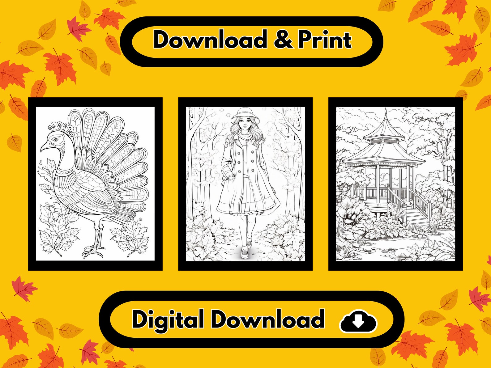 Autumn Coloring Book, Autumn Coloring Pages, Fall Coloring Pages, Fall ...