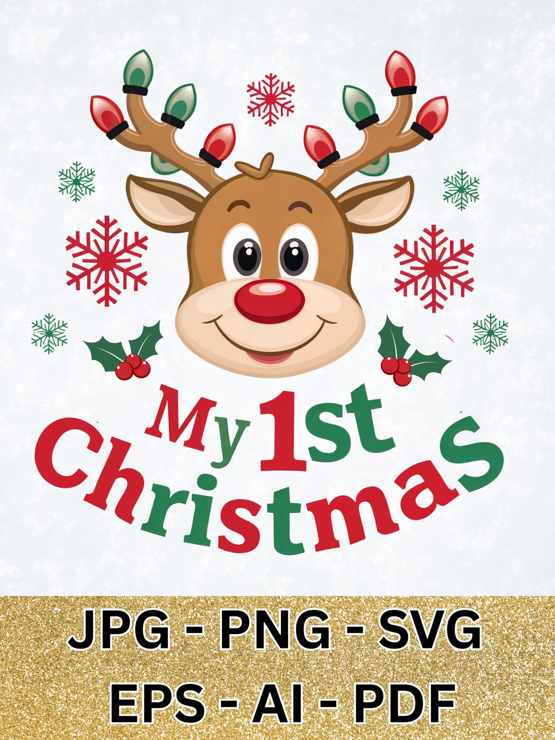 My 1st Christmas Reindeer SVG | Baby’s First Holiday PNG Cut File ...