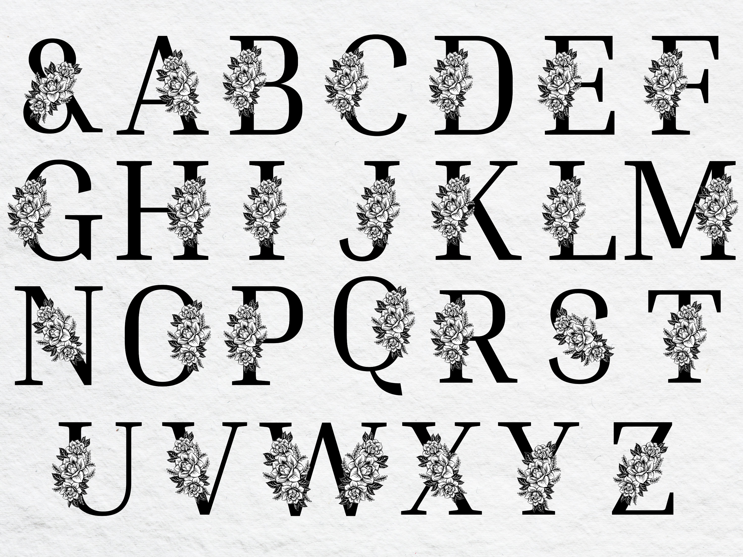 Floral Alphabet SVG PNG: Watercolor Flower Letters (digital Download ...