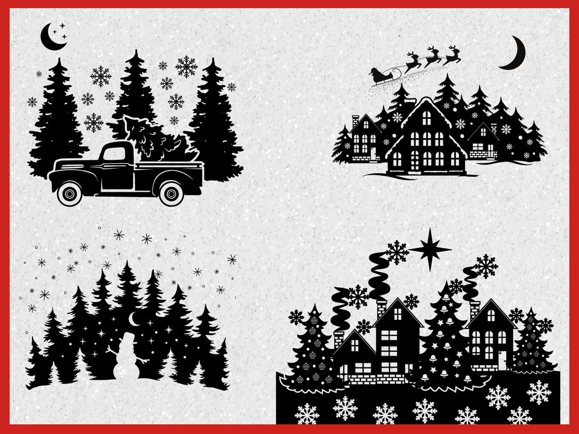 Christmas Scene SVG Bundle: Festive Holiday Designs (digital Download ...
