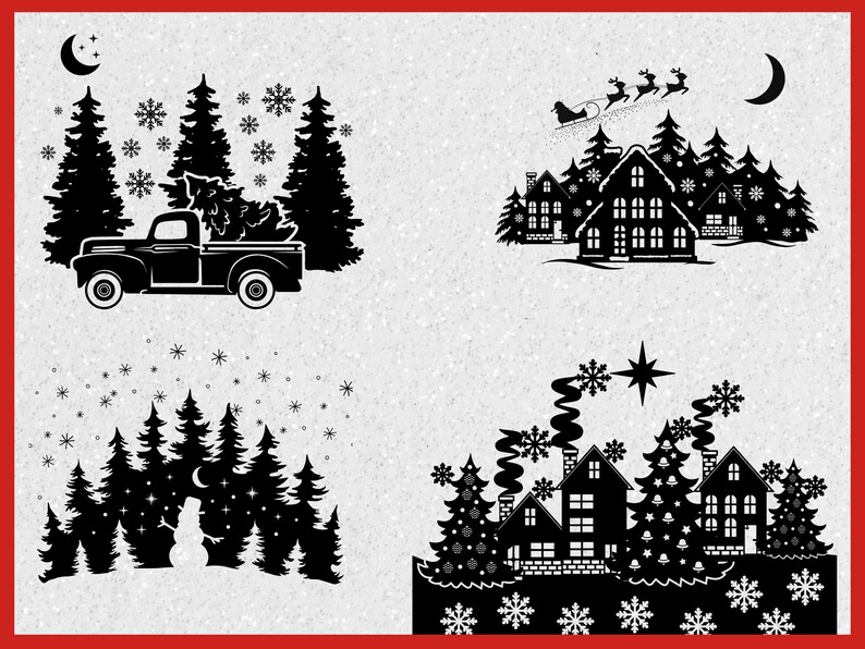 Christmas Scene SVG Bundle: Festive Holiday Designs (digital Download ...
