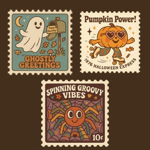 Vintage Halloween Postage Stamp Clipart | Retro Halloween | Halloween ...