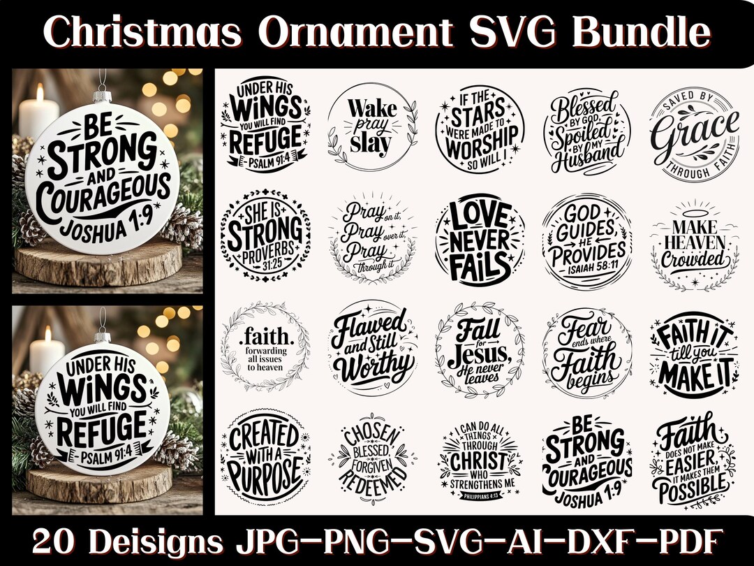 Faith Christmas Ornament SVG Bundle: Religious Round Sign Cut Files - Etsy
