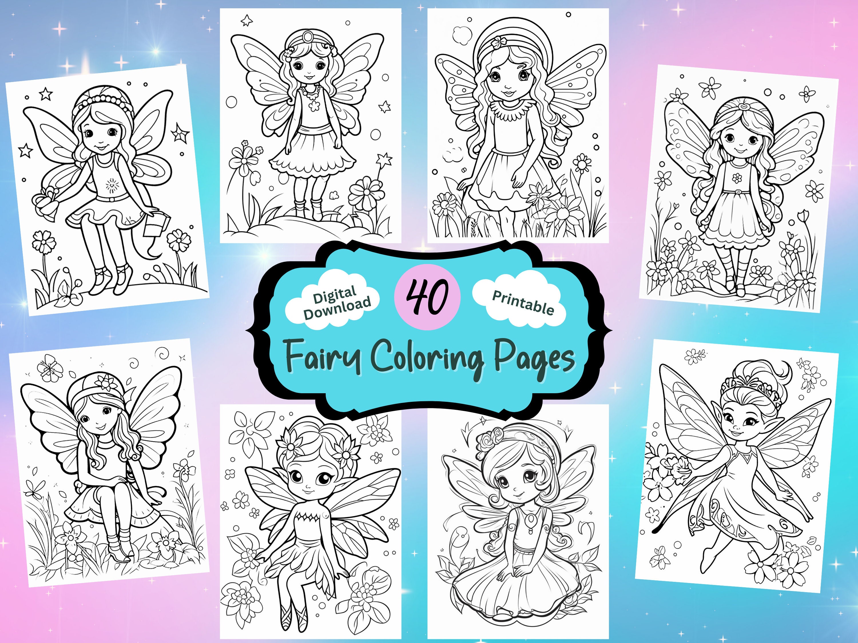 40 Fairy Coloring Pages: Fantasy Coloring Book (PDF Pattern) - Etsy