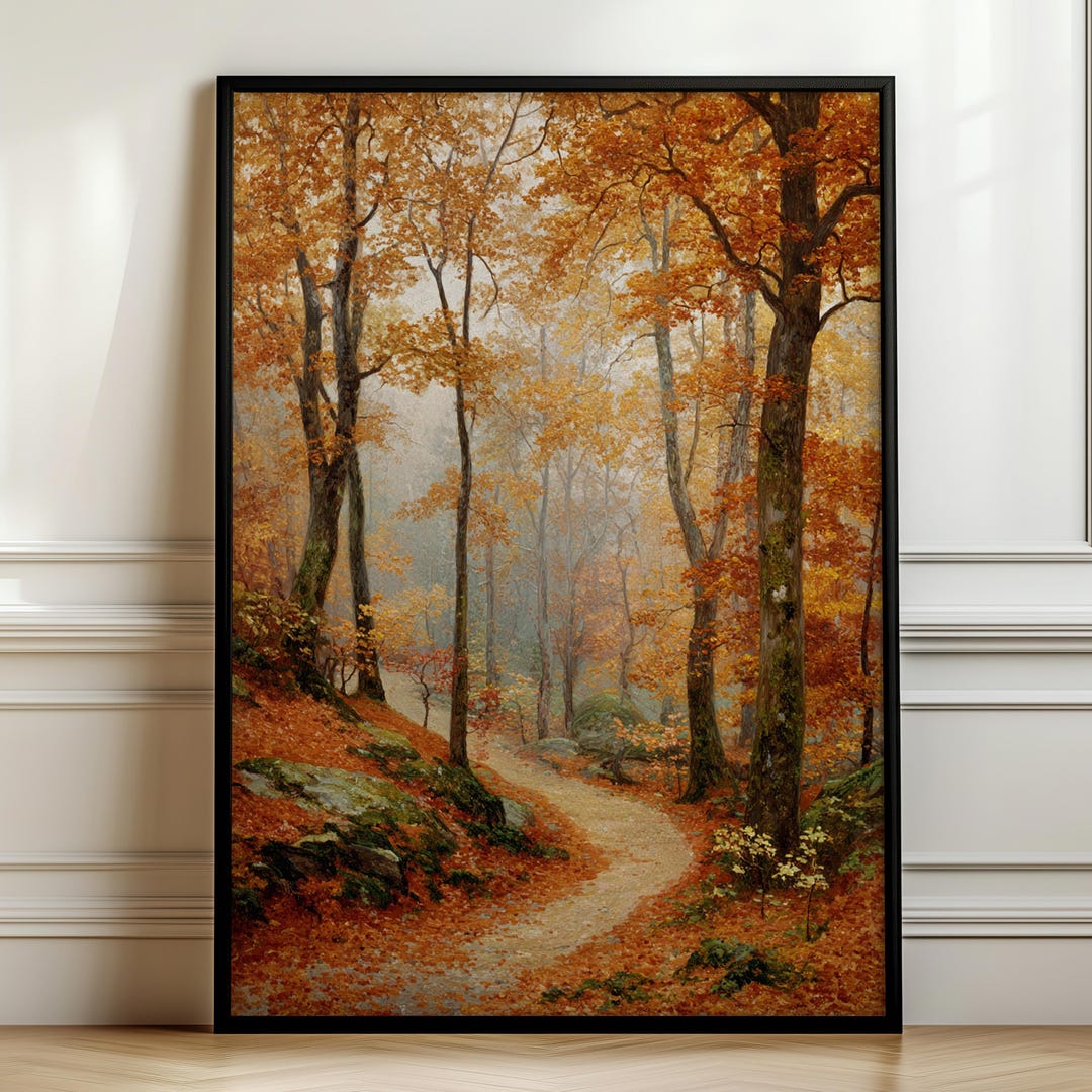 Autumn Forest Path Wall Art Printable, Fall Landscape Digital Download ...