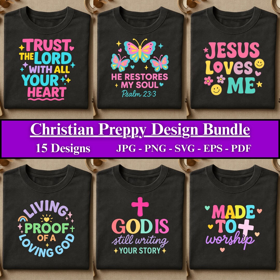 Preppy Christian Design Bundle: Faith-based Graphics (digital Download ...