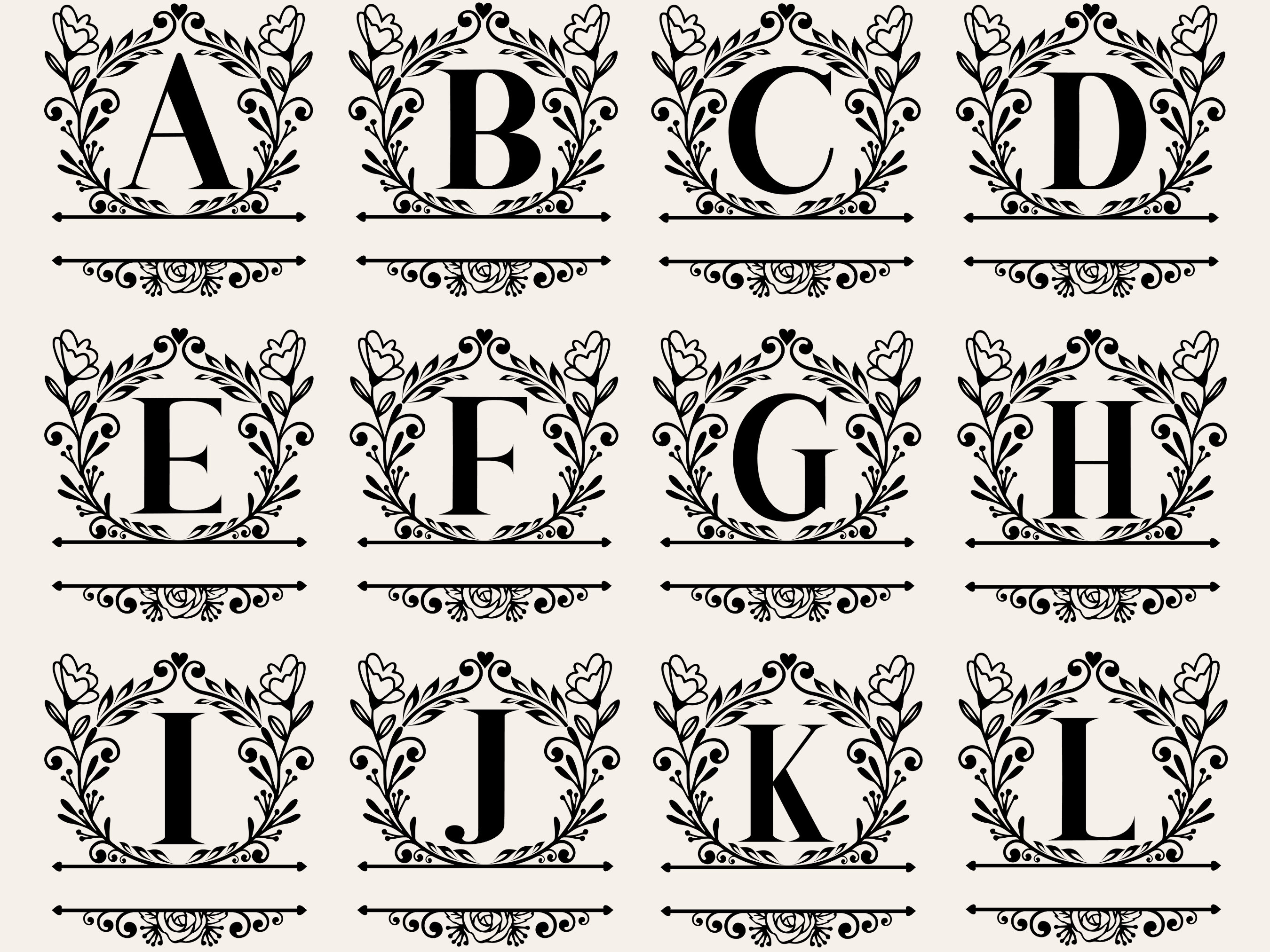 Family Name Monogram, Monogram Svg Bundle, Monogram Alphabet Svg ...