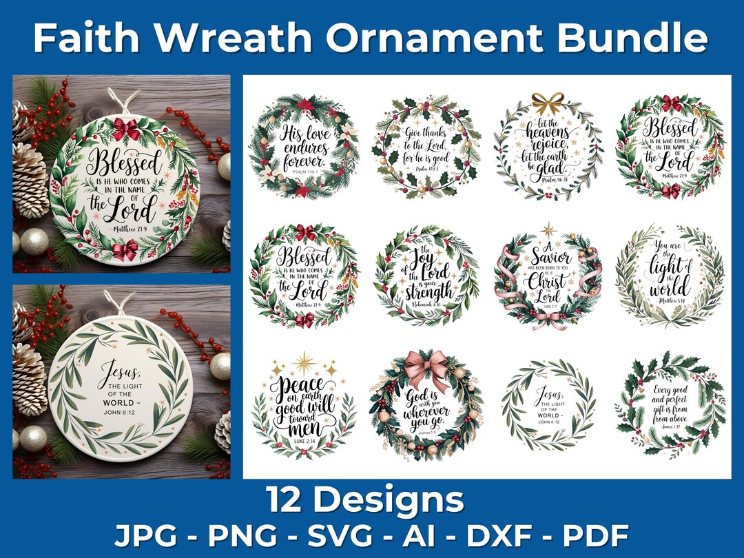 Faith Bundle, Faith Ornament, Round Christmas Ornament Bundle,christmas ...