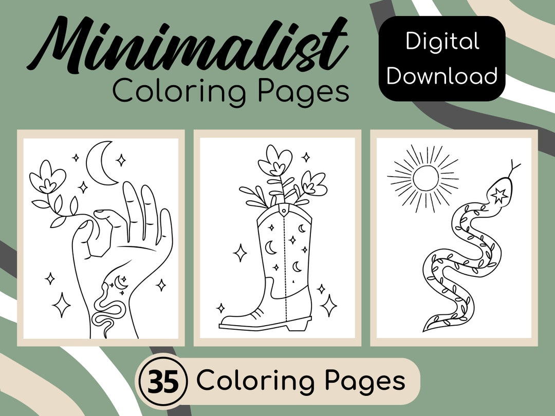 Minimalist Adult Coloring Book: 35 Calming Boho Pages (PDF) - Etsy