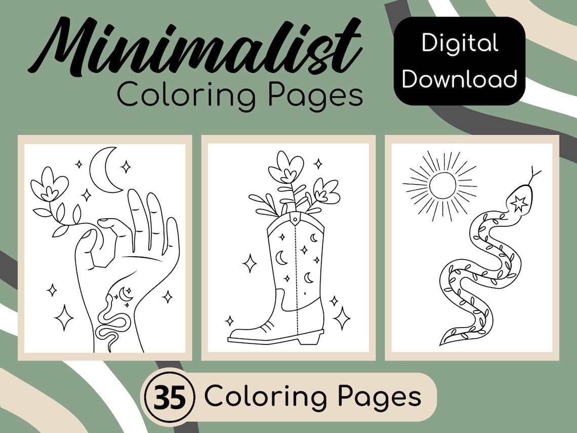 Minimalist Coloring Pages for Adults Minimalist Coloring - Etsy
