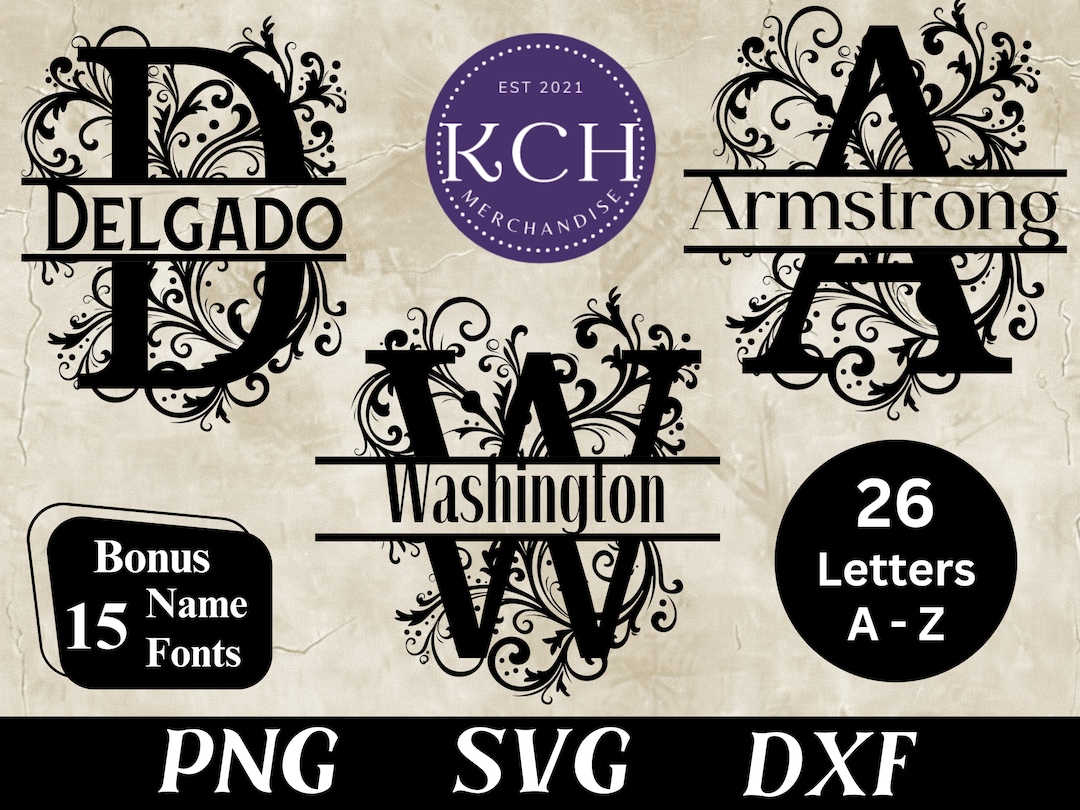 Split Monogram, Split Monogram SVG, Split Monogram Font, Wedding ...