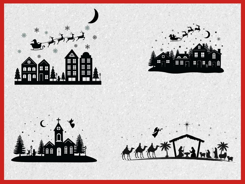 Christmas Scene SVG Bundle: Festive Holiday Designs (digital Download ...