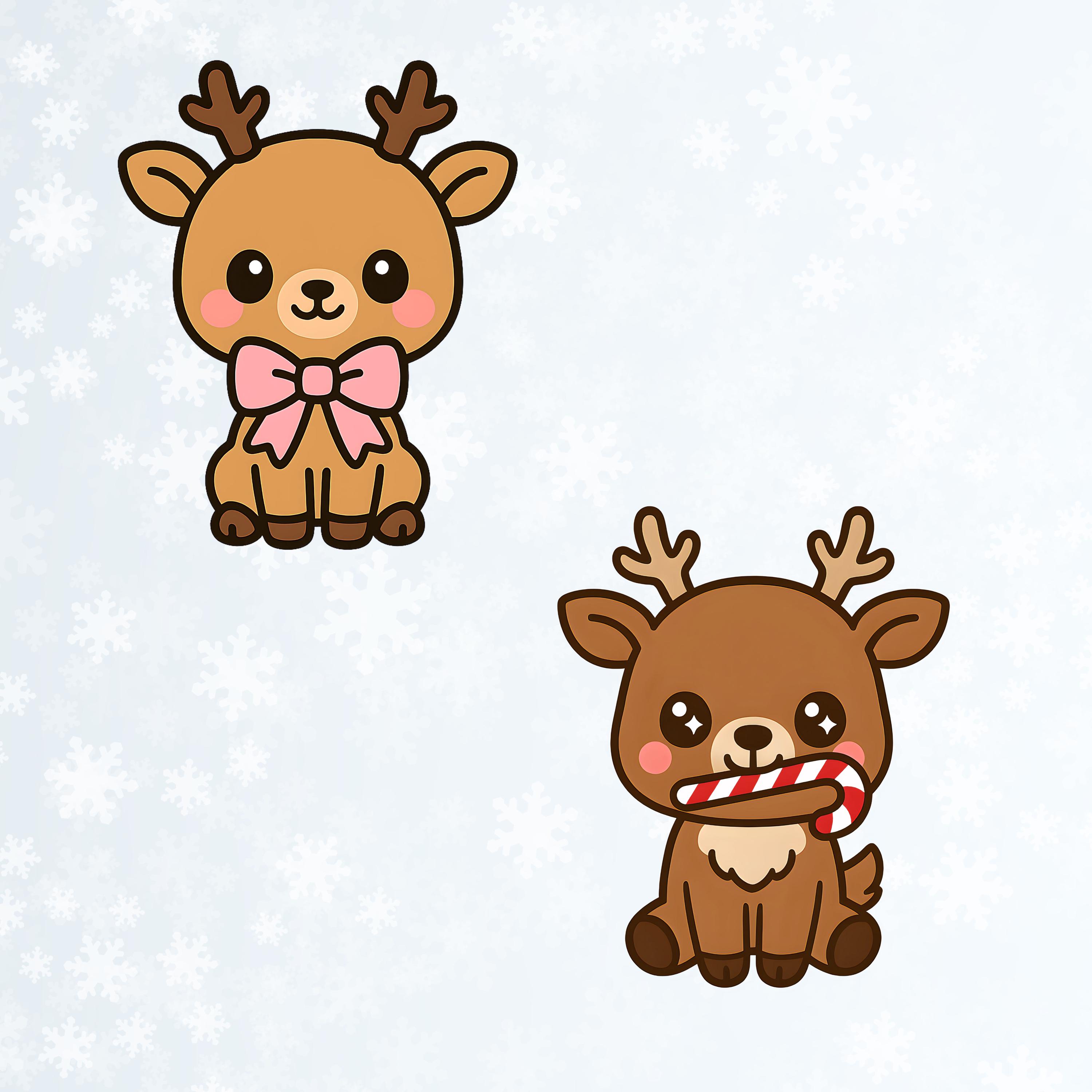 Kawaii Reindeer Clipart Bundle PNG SVG | Kawaii Clipart Bundle | Cute ...