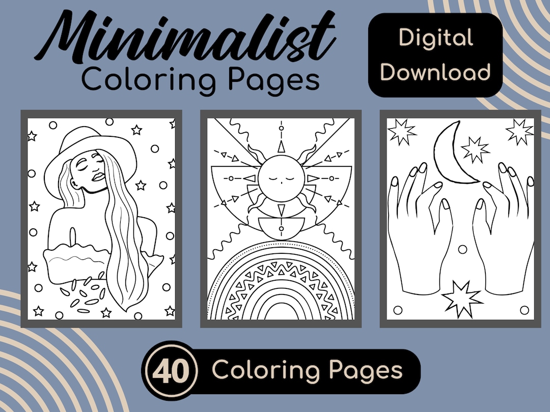 Minimalist Adult Coloring Book: 40 Calming Boho Pages (digital Download ...
