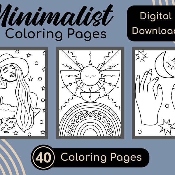 Minimalist Boho Coloring Pages - Etsy