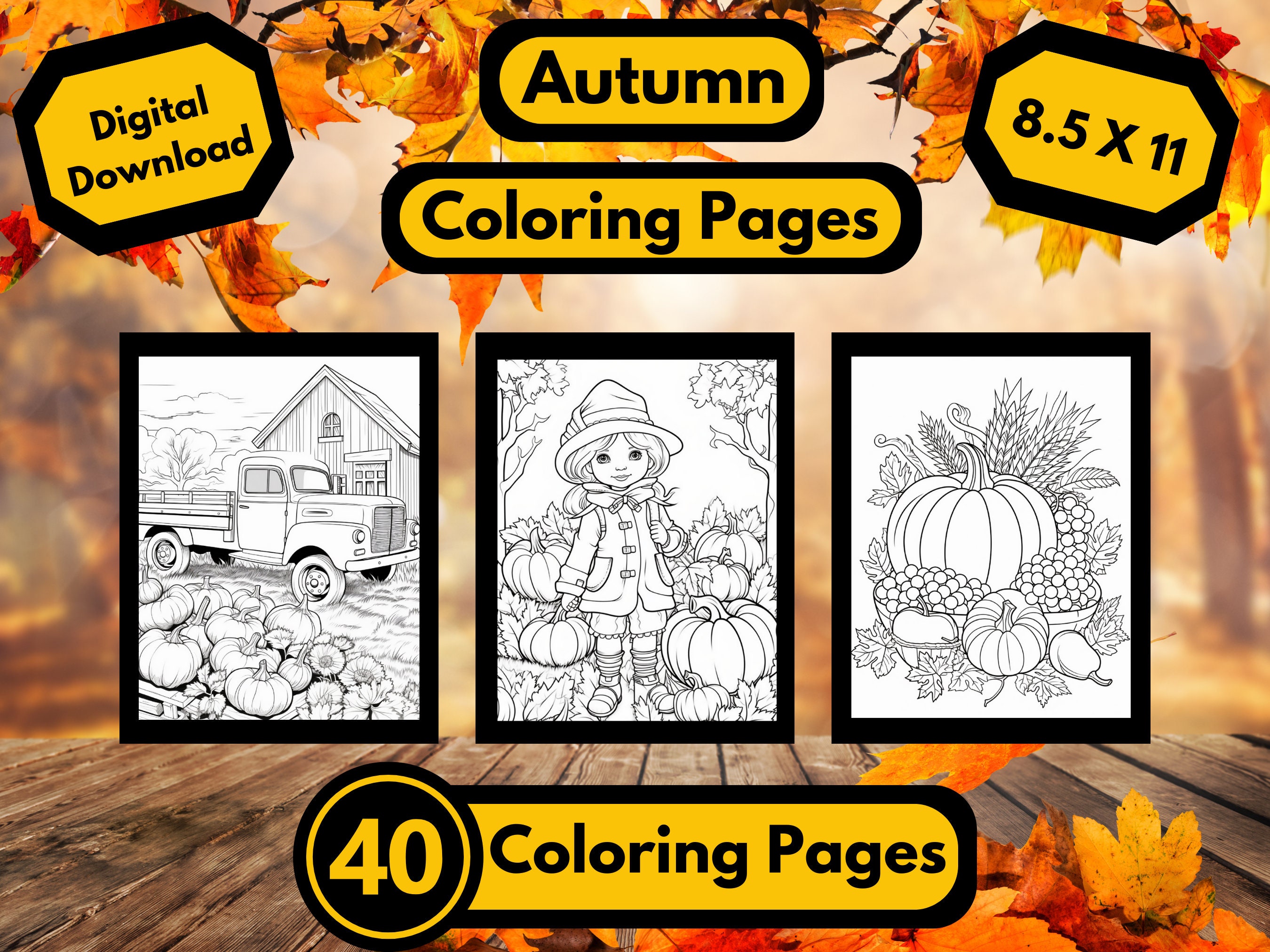 Autumn Coloring Book, Autumn Coloring Pages, Fall Coloring Pages, Fall ...