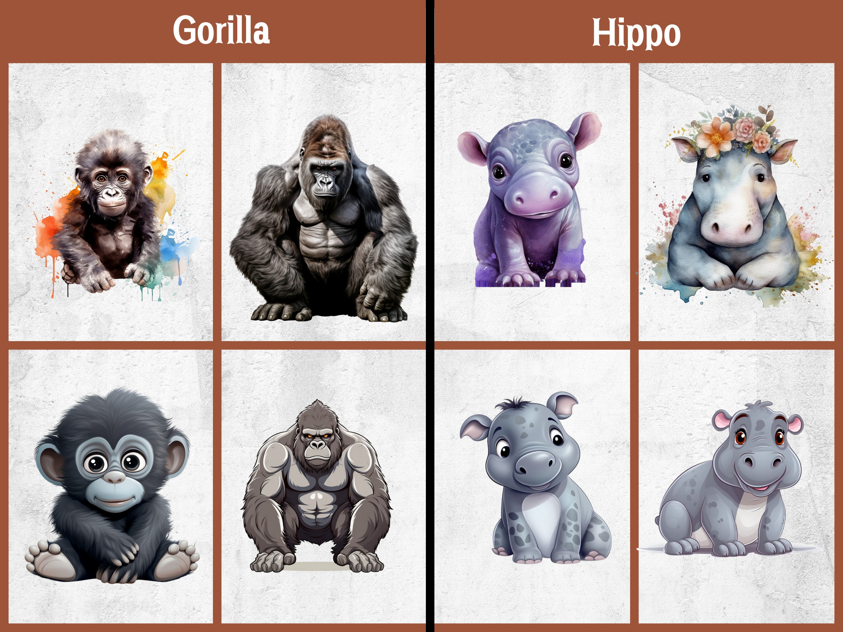 Safari Animals Watercolor Clipart, Safari Animals Clipart, Safari ...