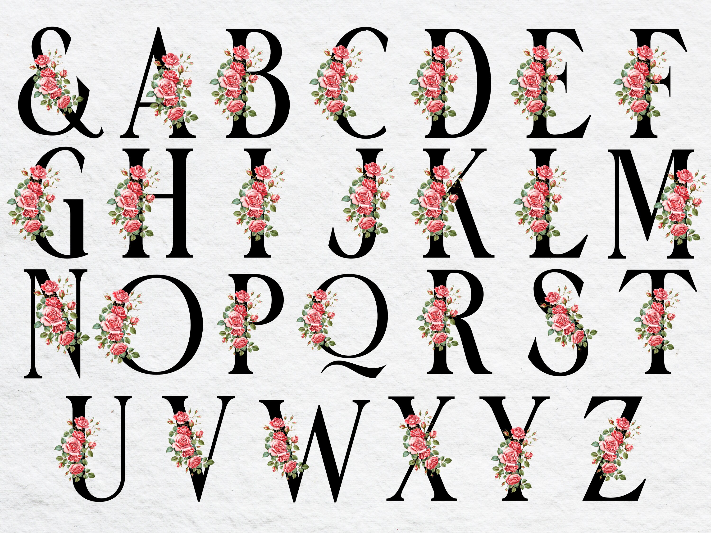 Floral Alphabet SVG PNG: Watercolor Flower Letters (digital Download ...