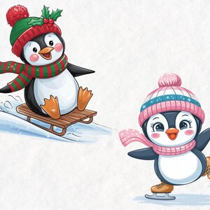 Watercolor Penguin Clipart Bundle: Winter Holiday Designs (digital ...