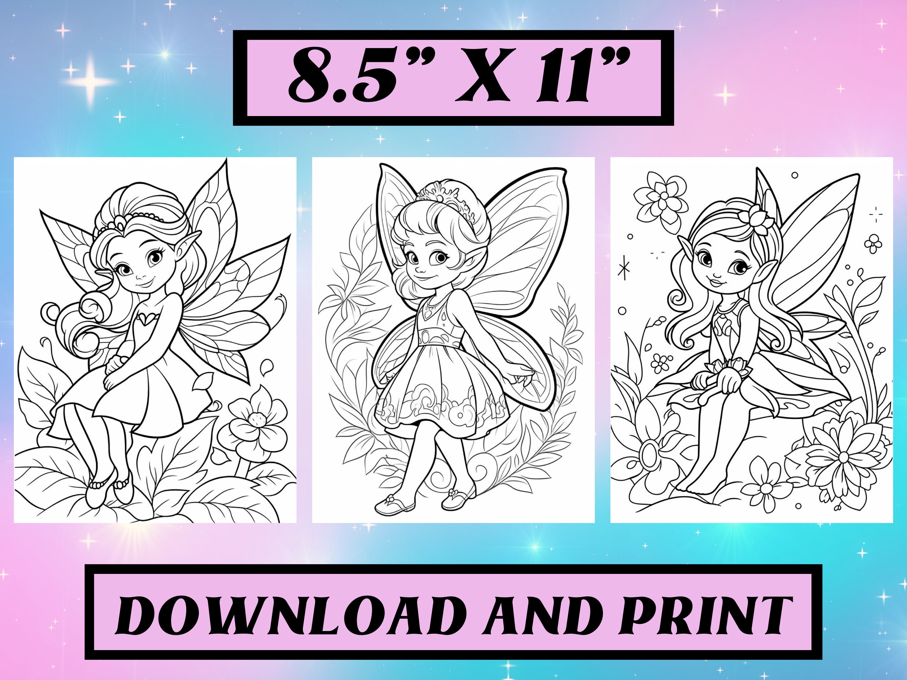 40 Fairy Coloring Pages: Fantasy Coloring Book (PDF Pattern) - Etsy