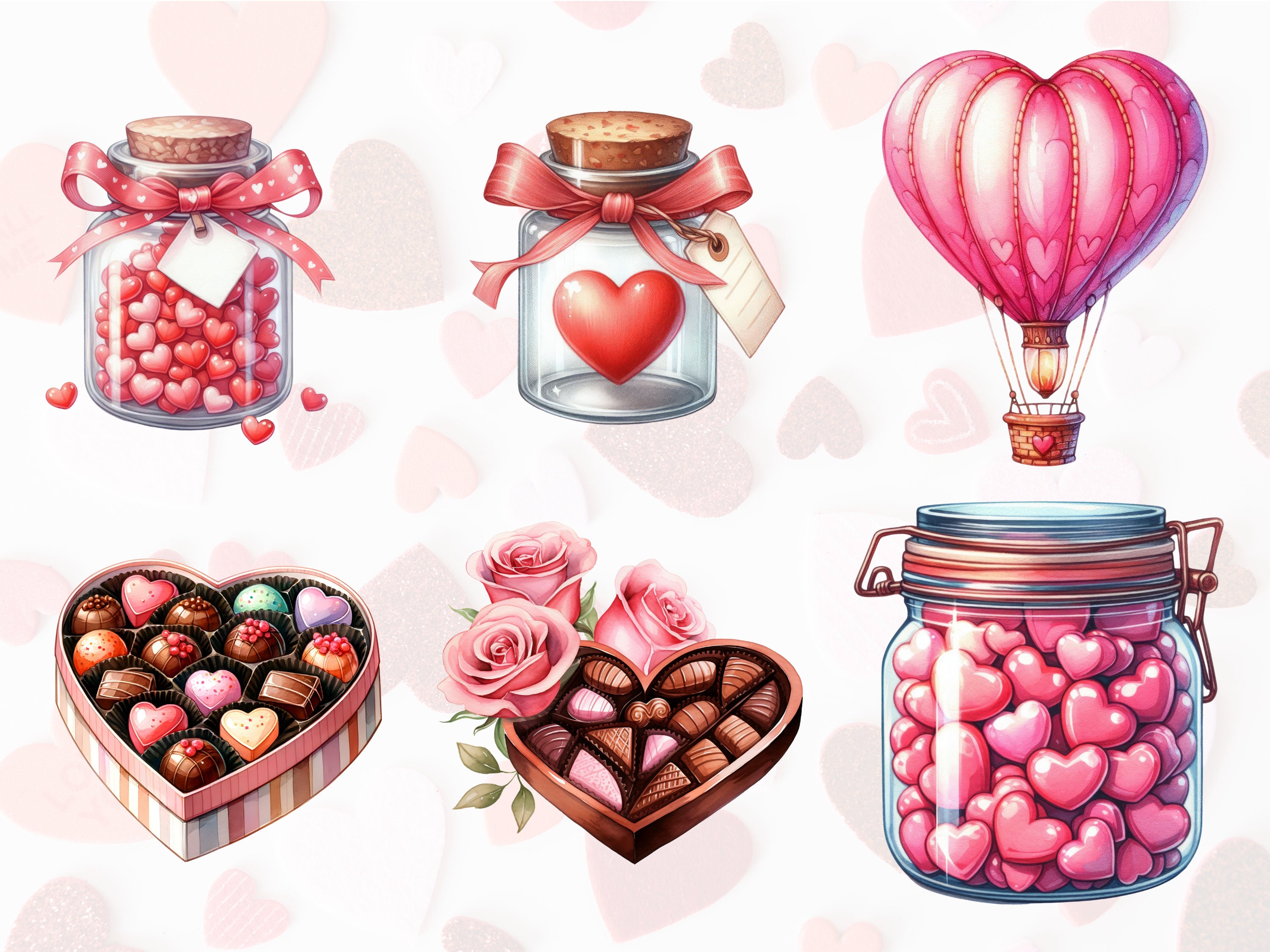 Valentines Day Clipart Bundle, Watercolor Valentines Clipart ...