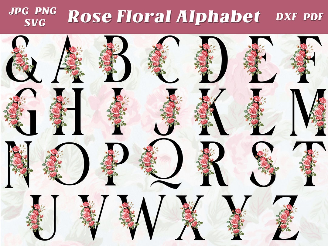 Rose Floral Alphabet: Watercolor Letter Monogram (digital Download) - Etsy