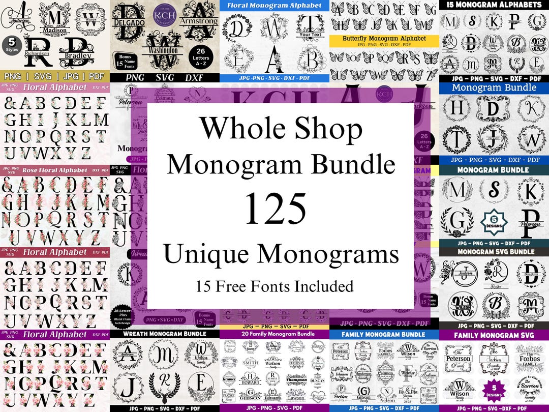 Whole Shop Monogram Bundle SVG, Monogram Svg Bundle, Monogram Svg Font ...