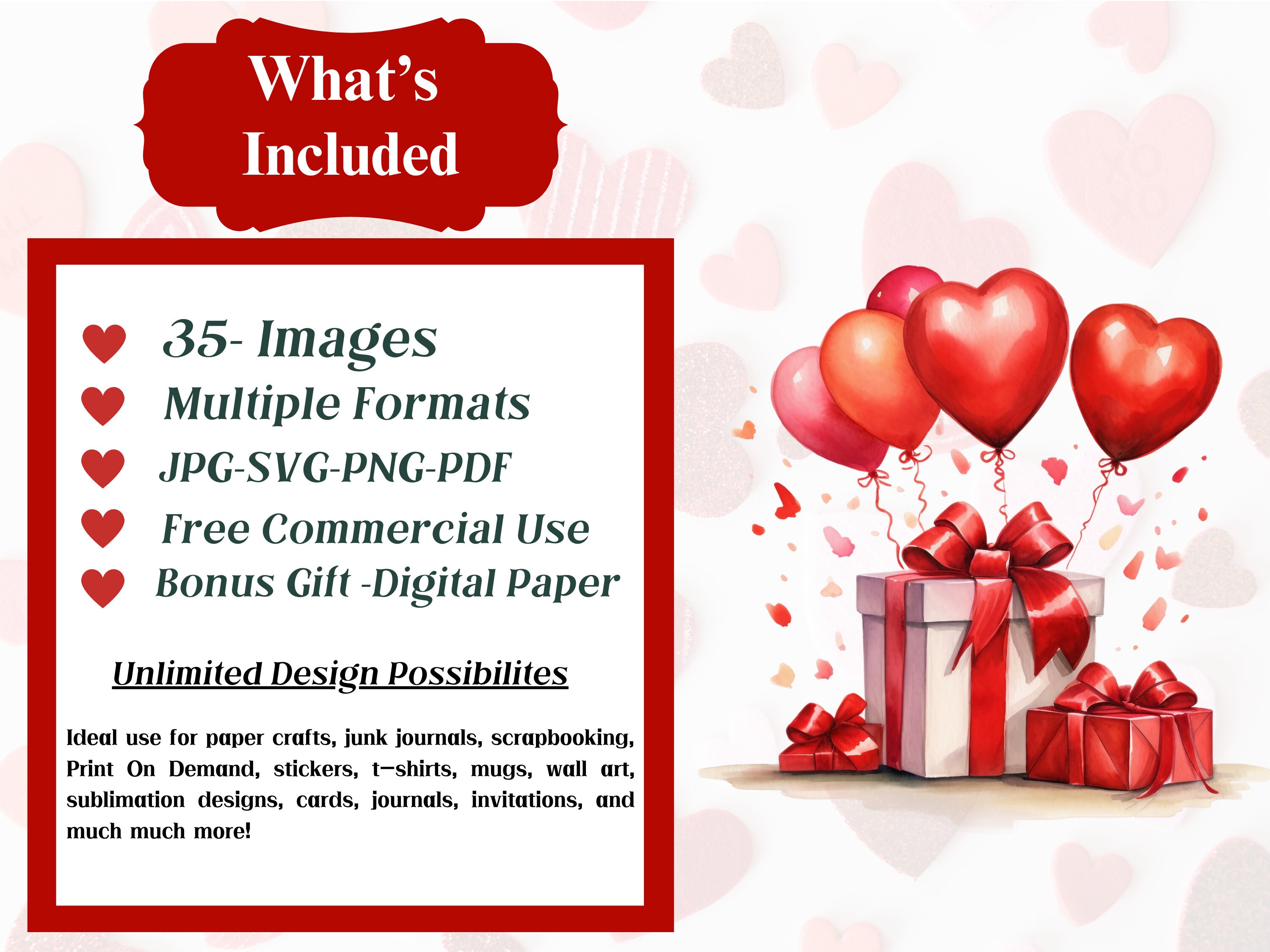 Valentines Day Clipart Bundle, Watercolor Valentines Clipart ...