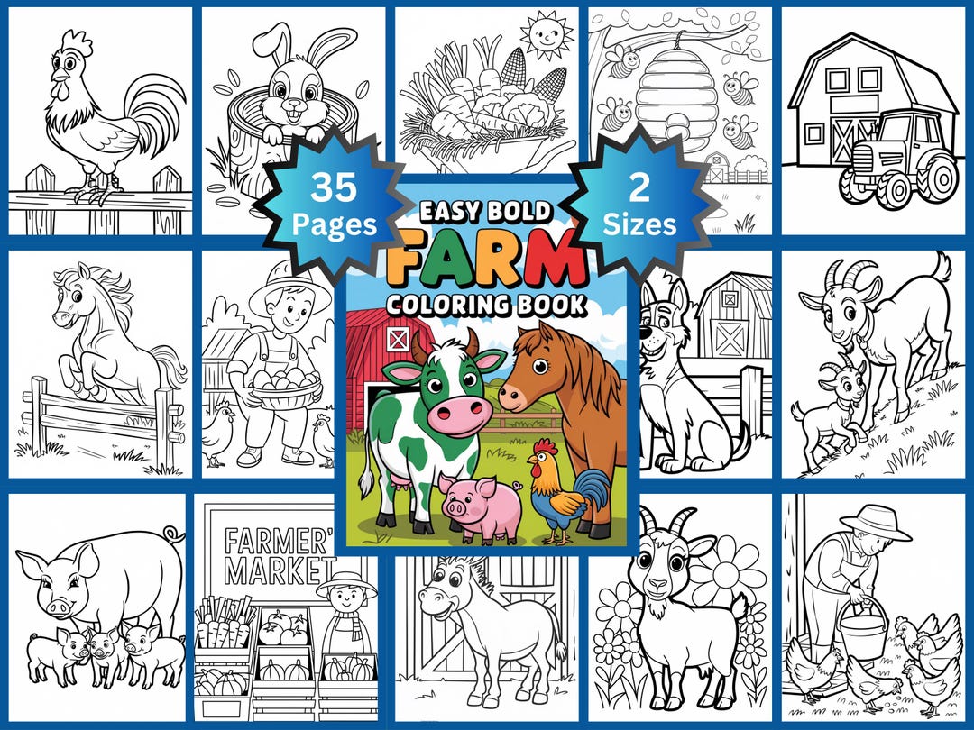 Farm Coloring Page, Easy Bold Coloring Pages Pdf, Easy Bold Coloring ...