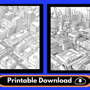 Isometric Coloring Book, Isometric Coloring Pages, City Scape Coloring ...