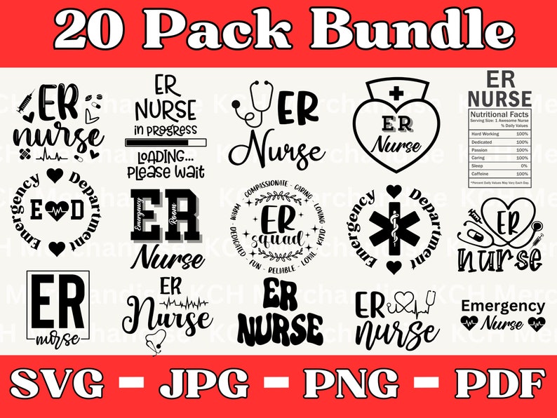 ER Nurse SVG Files Bundle: 20 Designs (digital Download) - Etsy