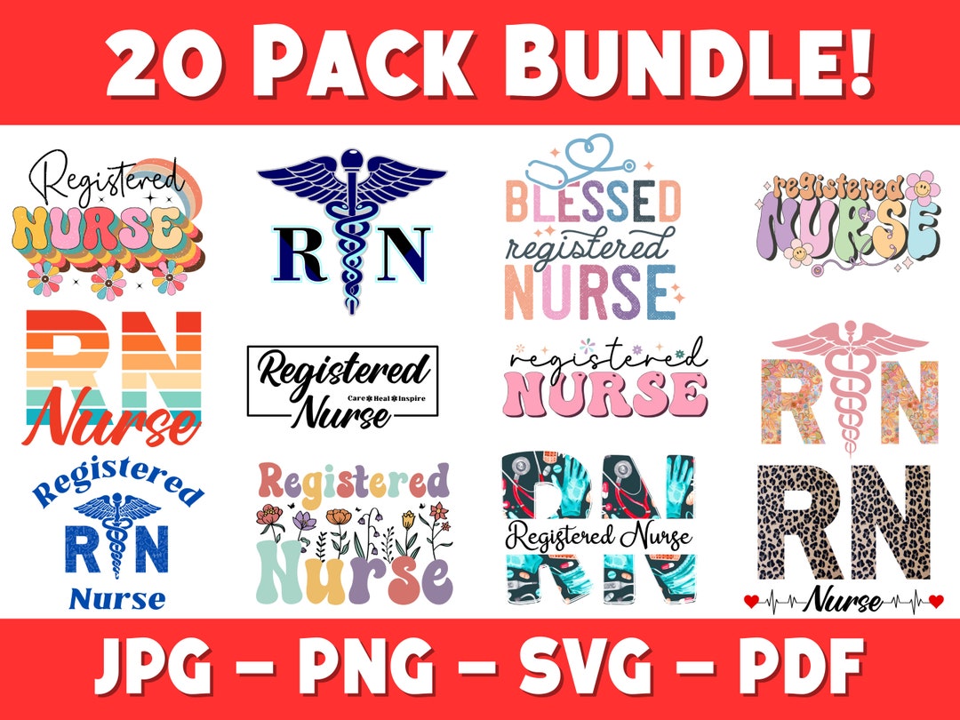 RN SVG Bundle: Registered Nurse Designs (20-pack Digital Download) - Etsy