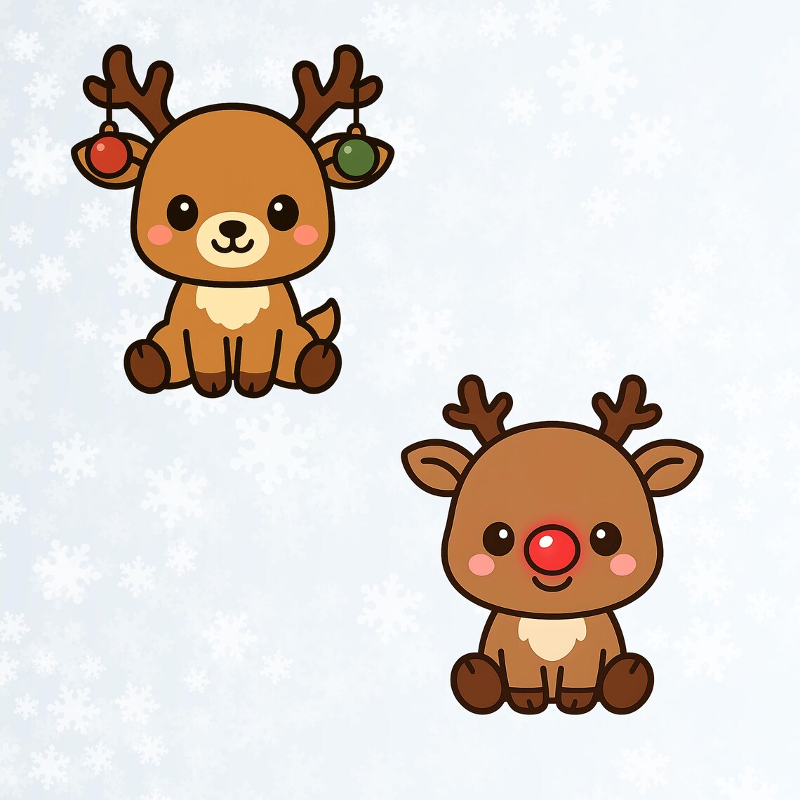 Kawaii Reindeer Clipart Bundle PNG SVG | Kawaii Clipart Bundle | Cute ...
