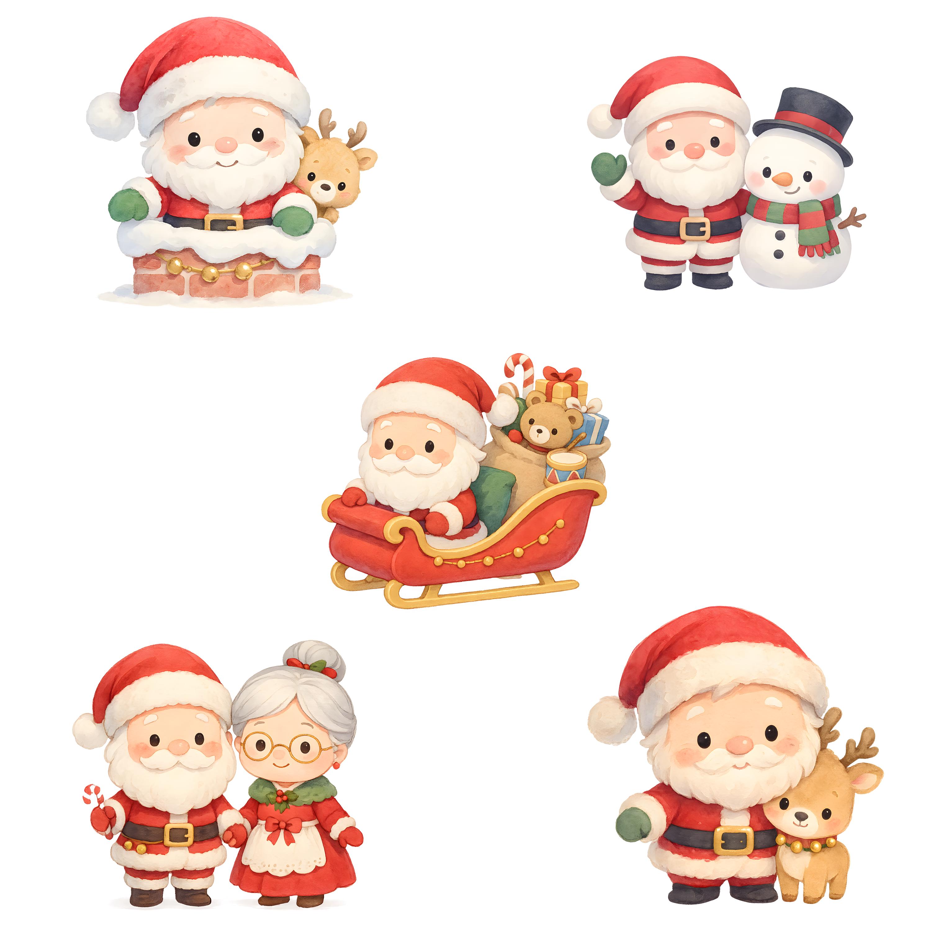 Cute Christmas Mega Bundle – 66 Png Clipart | Kawaii Santa, Reindeer ...