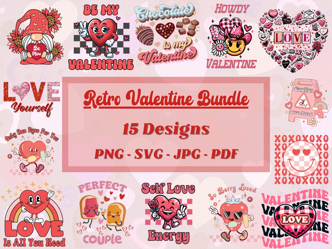 Retro Valentine PNG SVG Bundle: Groovy Designs (digital Download) - Etsy